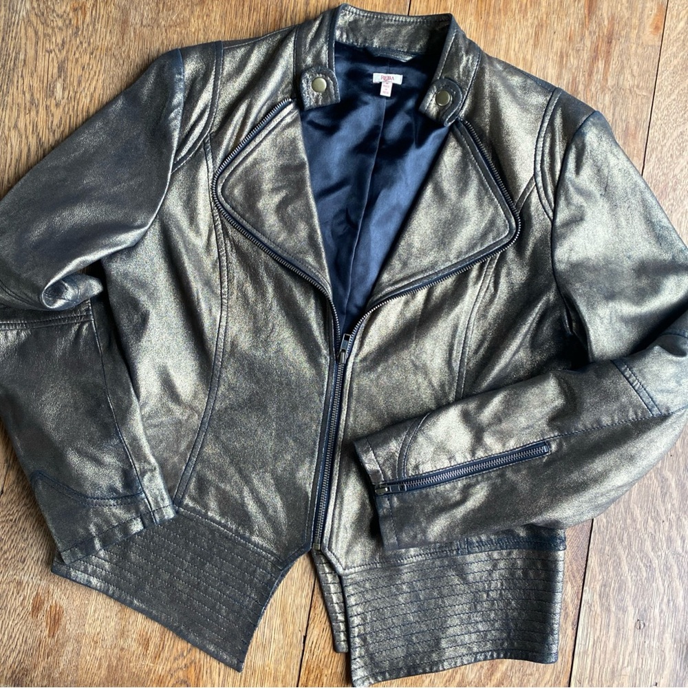 Reba Shimmering Metallic Leather Jacket - Gem